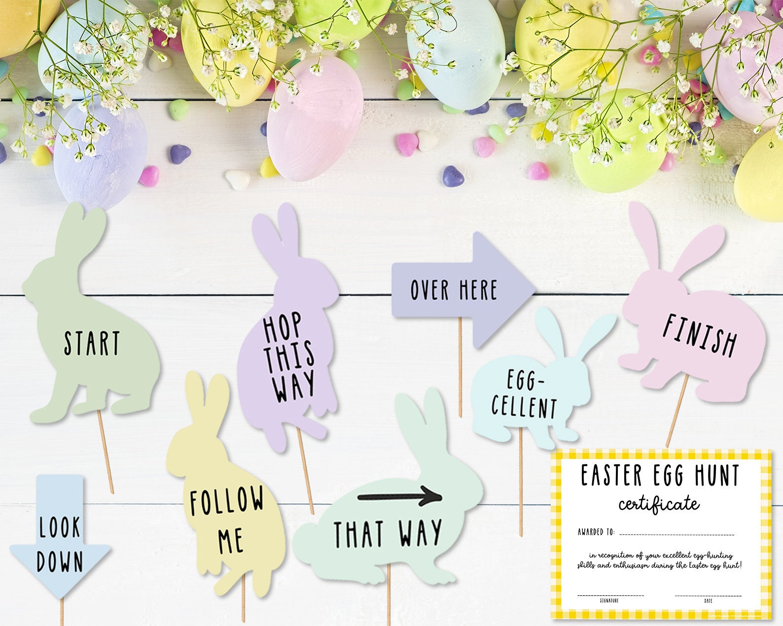 Printable Easter Egg Hunt Signs, Easter Decorations, Easter Egg Hunt ...