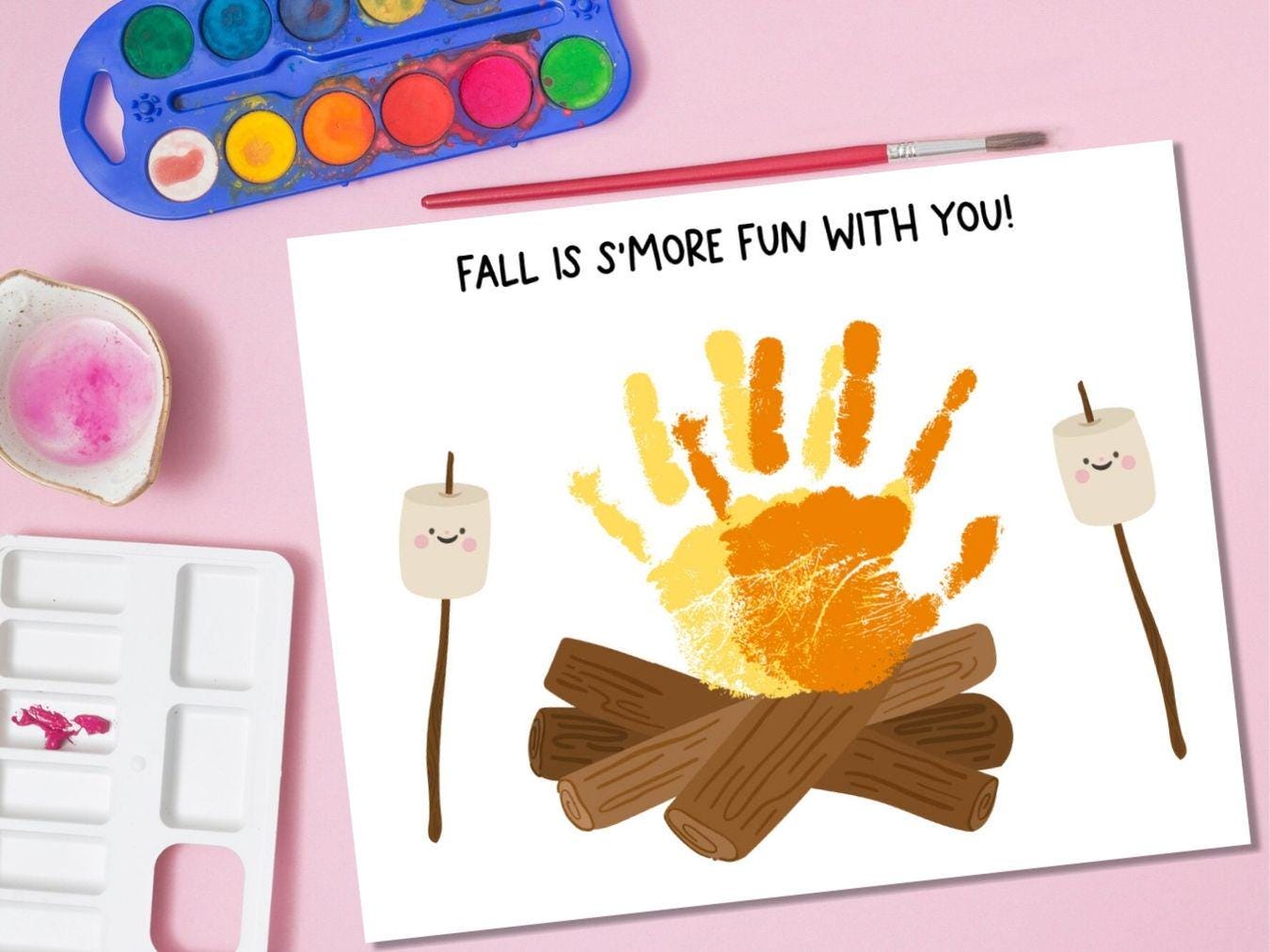 S'mores Handprint Printable Template, Fall Handprint Art, Preschool ...
