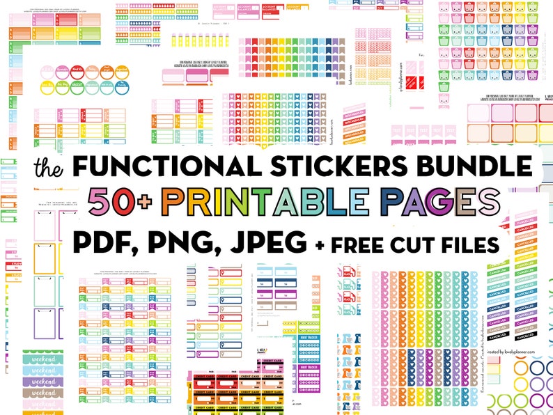 BUNDLE of 50 Functional Planner Stickers Sheets Printable - Etsy