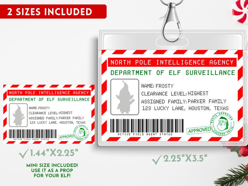 EDITABLE Elf ID Card Printable Elf ID Badge, Christmas Elf ...