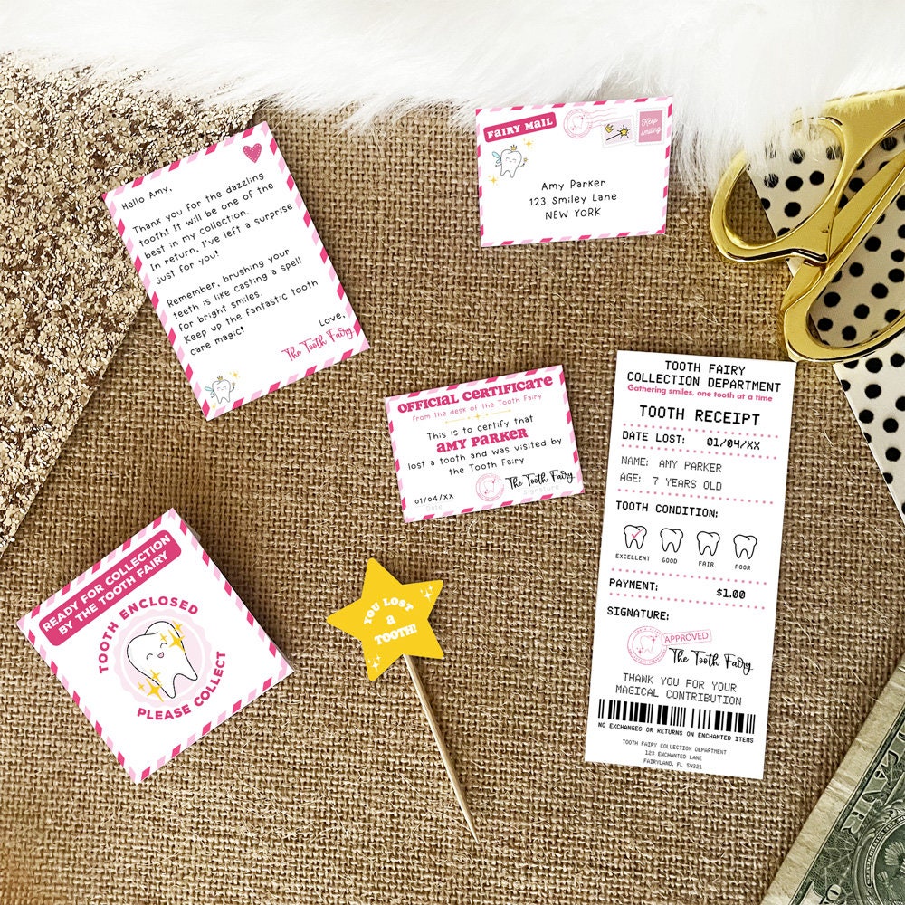 Editable Printable Mini Tooth Fairy Set Pink With Envelope, Letter From ...