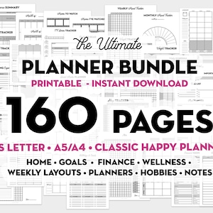 160 Printable Planner Inserts, Ultimate Planner Bundle in 3 Sizes ...