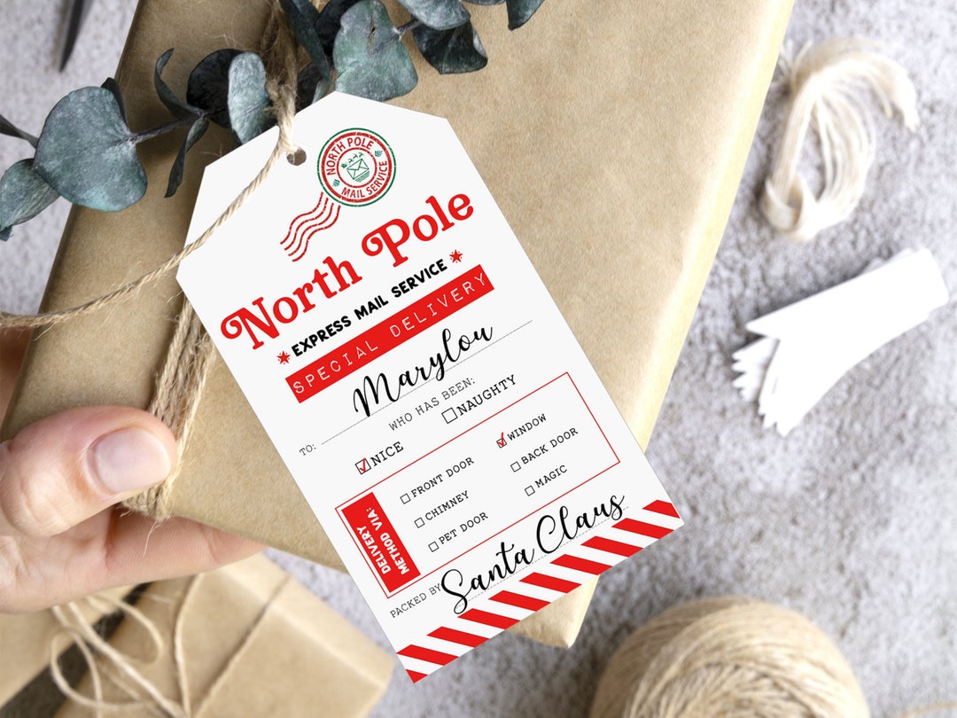 Editable North Pole Special Delivery Christmas Gift Tag, Printable ...