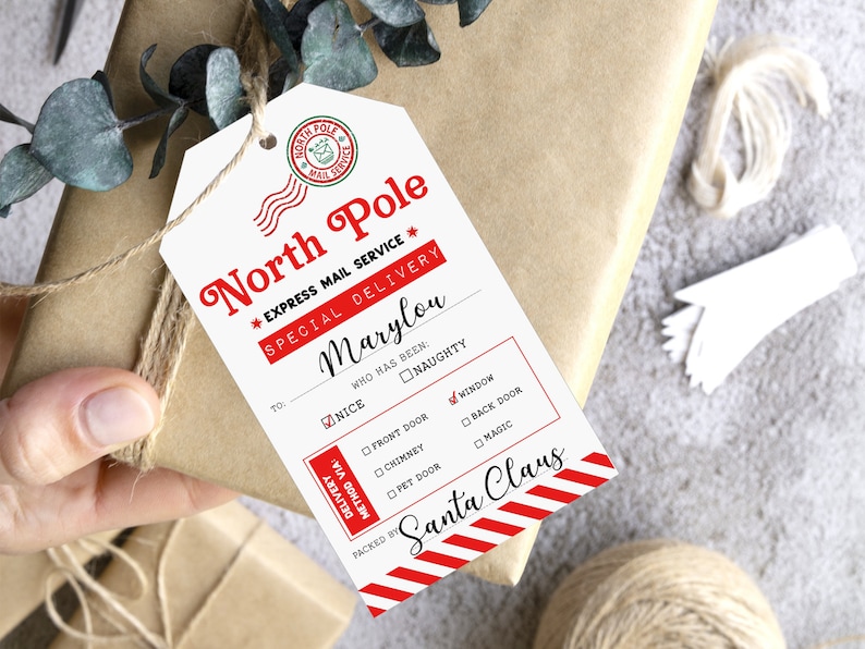 Editable North Pole Special Delivery Christmas Gift Tag, Printable ...