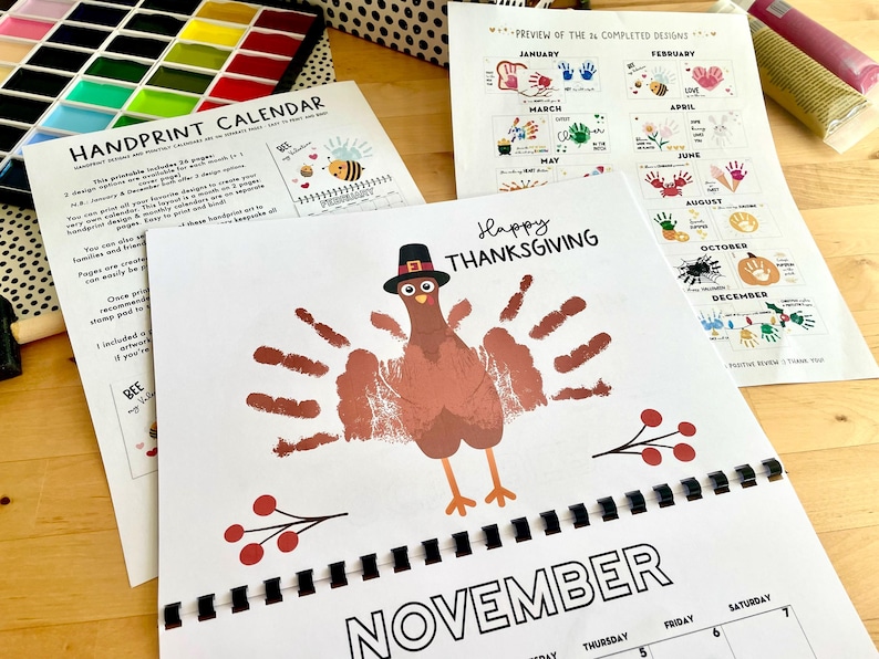 Handprint Calendar 2026 Landscape, Printable Handprint Craft Bundle ...