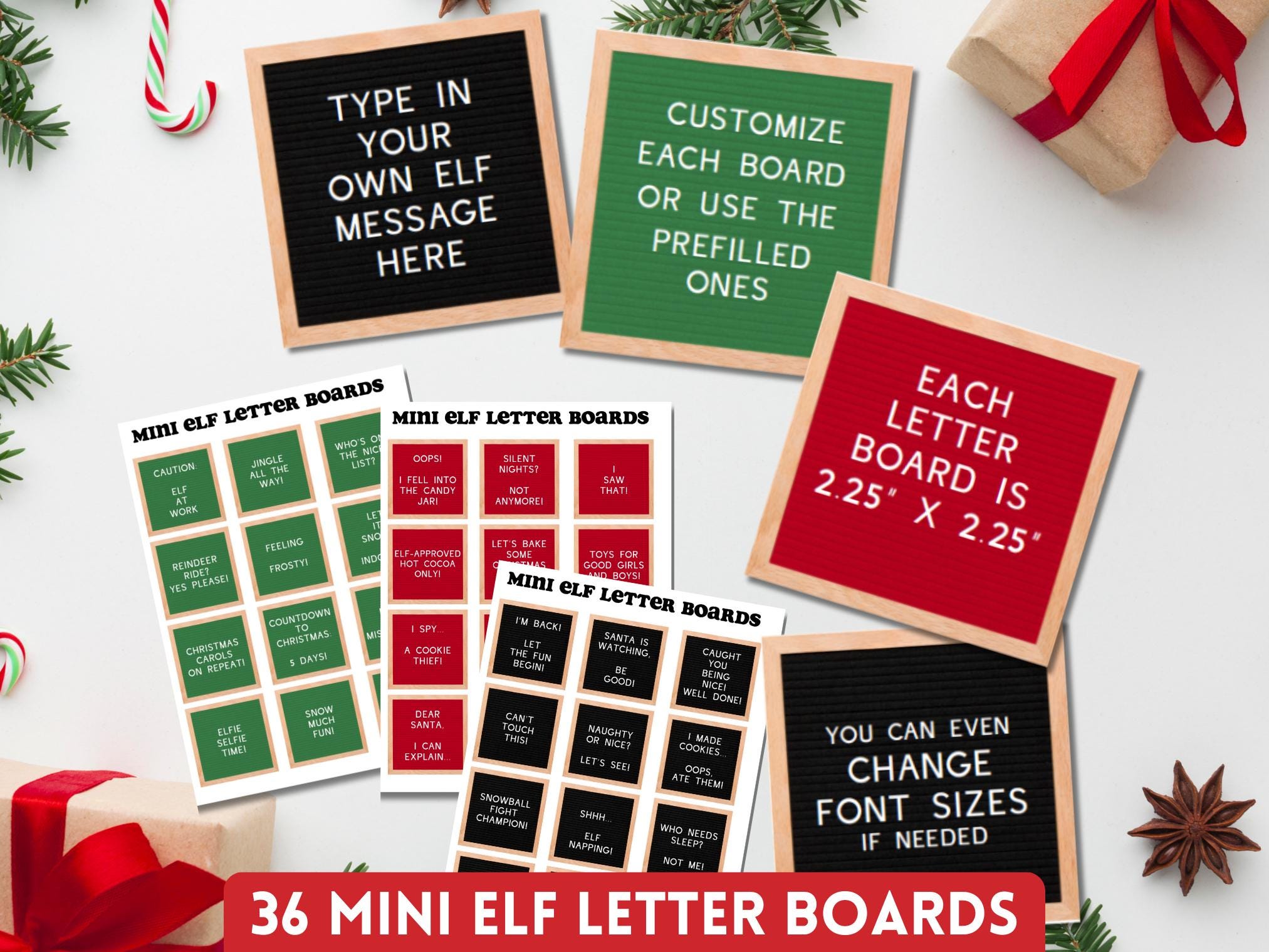 EDITABLE 36 Mini Elf Letter Boards Template Editable Letter Board Elf ...