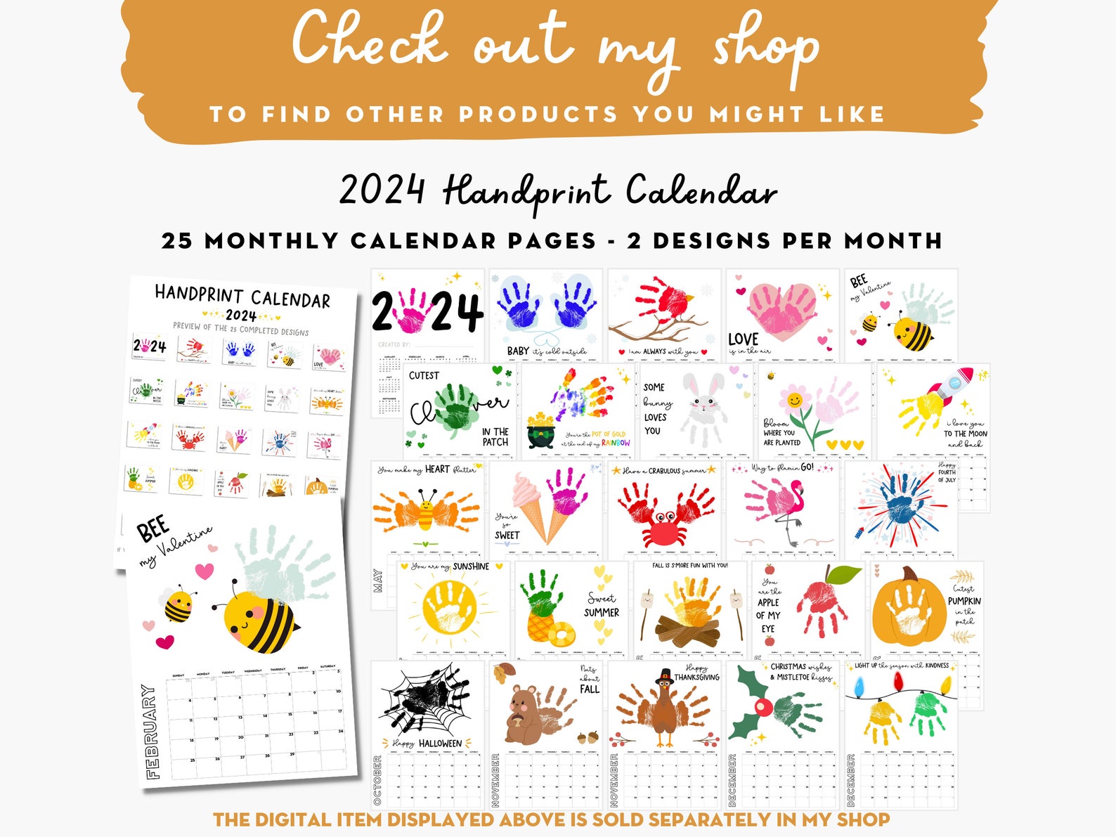 Holidays and Seasonal Handprint Art Bundle, Printable Handprint Memory ...