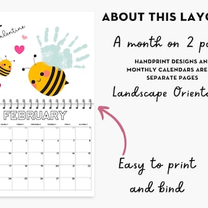 Handprint Calendar 2025 Landscape, Printable Handprint Craft Bundle ...