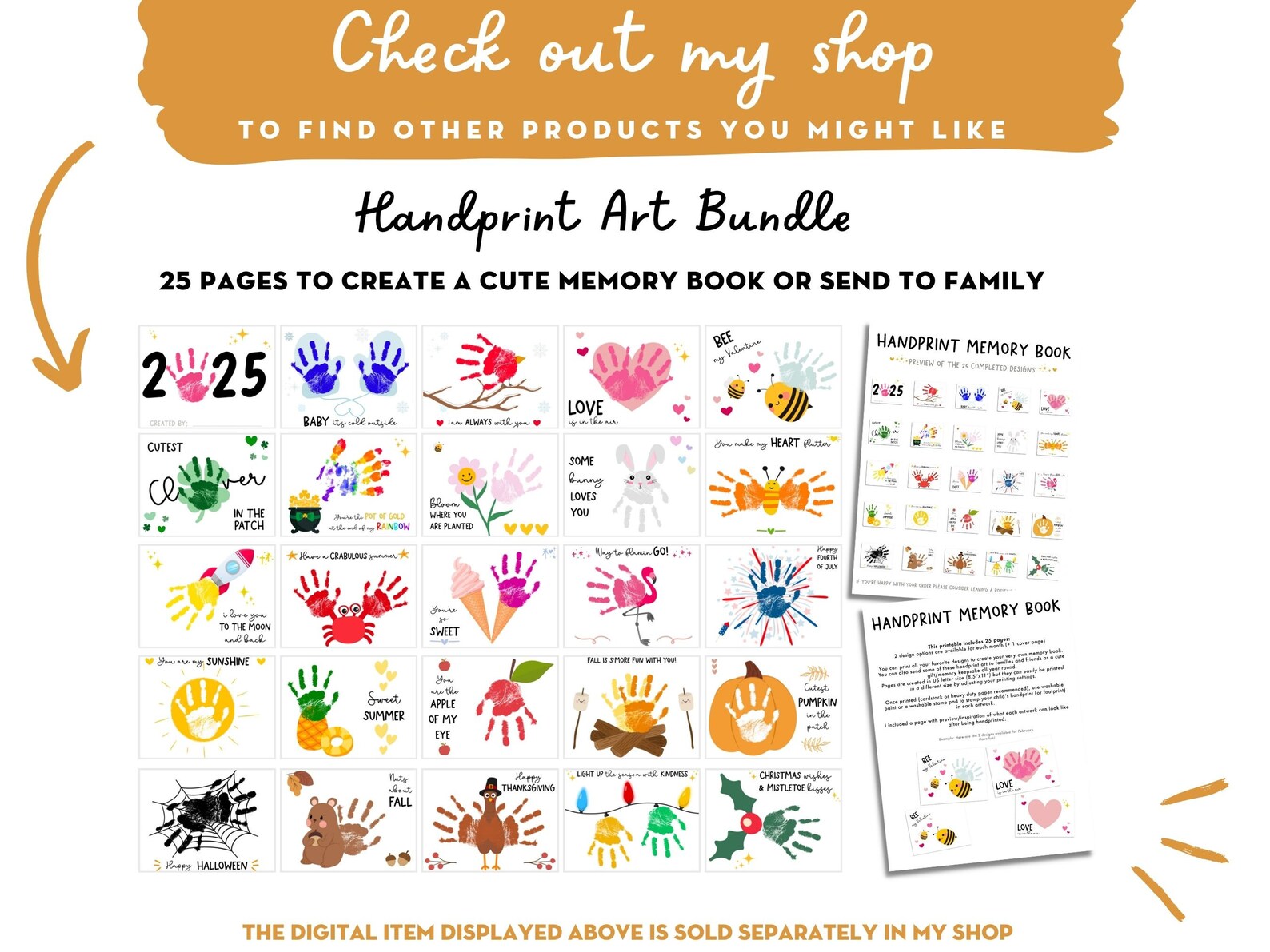 Handprint Calendar 2025, Printable Handprint Craft Bundle, Handprint ...