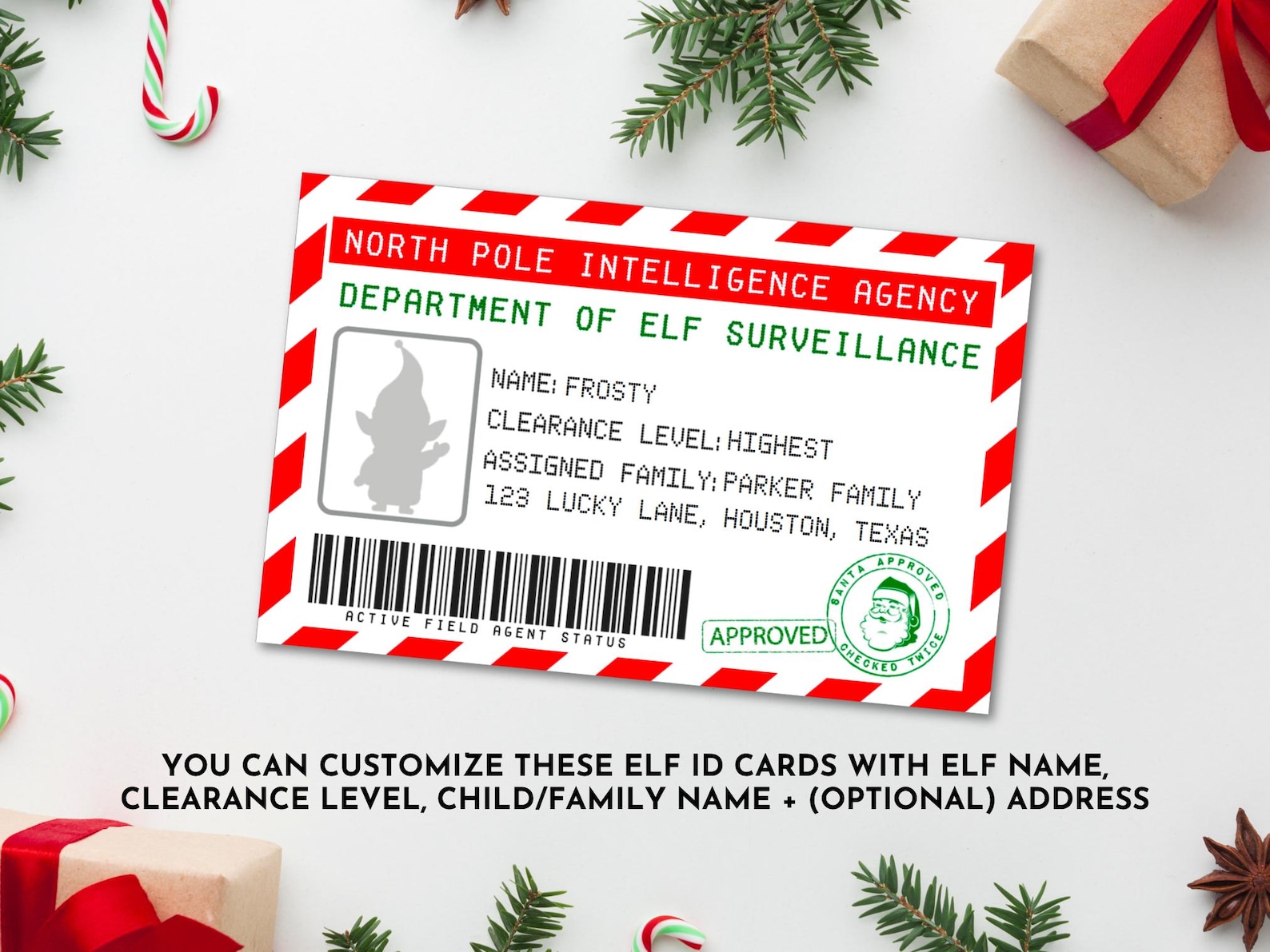 EDITABLE Elf ID Card Printable Elf ID Badge, Christmas Elf ...