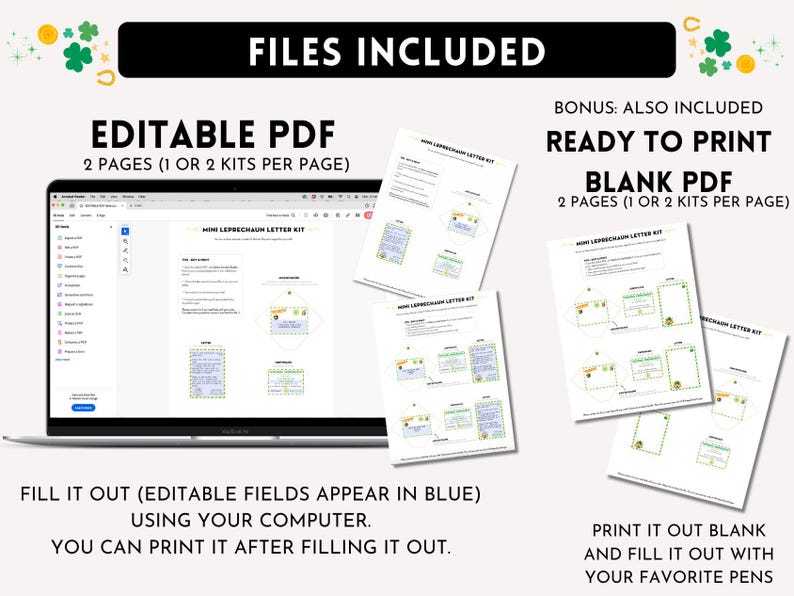 Editable Printable Mini Leprechaun Letter Envelope Certificate ...