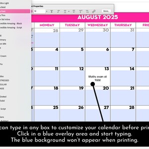 Printable EDITABLE Monthly School Calendar 2025-2026 Template, Academic ...