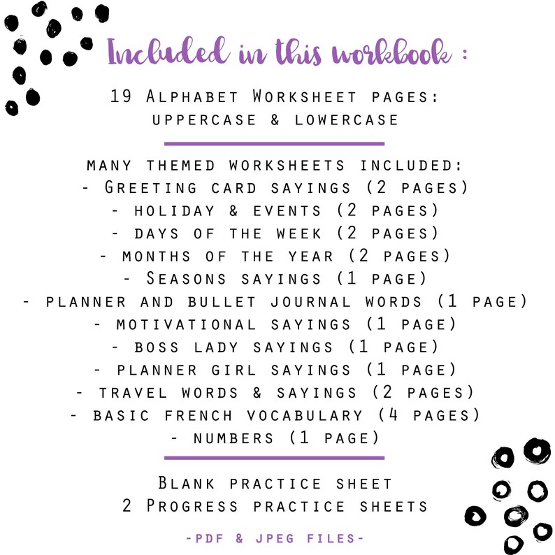 40 Lettering Practice Worksheets Large Brush Lettering for Procreate ...