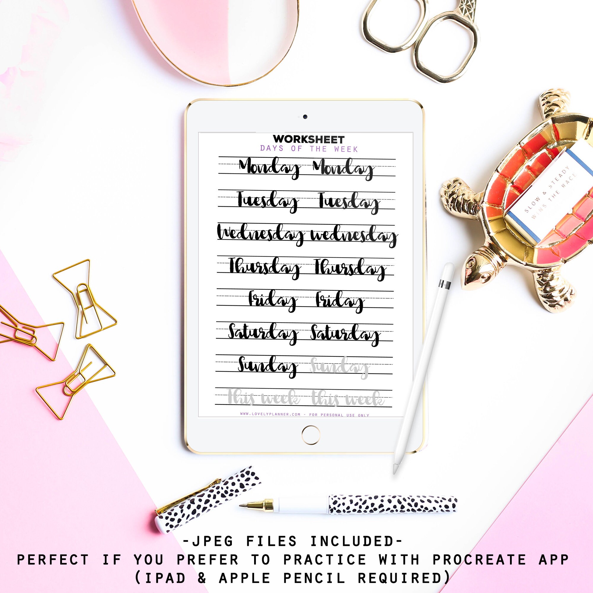 40 Lettering Practice Worksheets Large Brush Lettering for Procreate ...