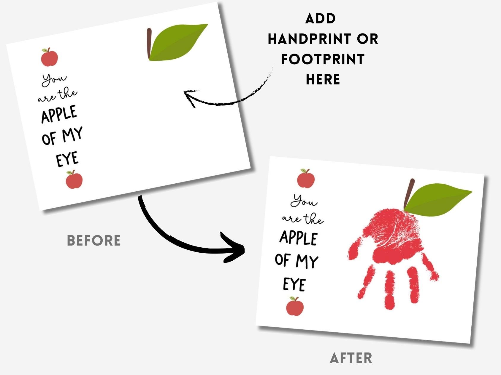 Fall Handprint Art, Apple Handprint Printable Template, Preschool ...