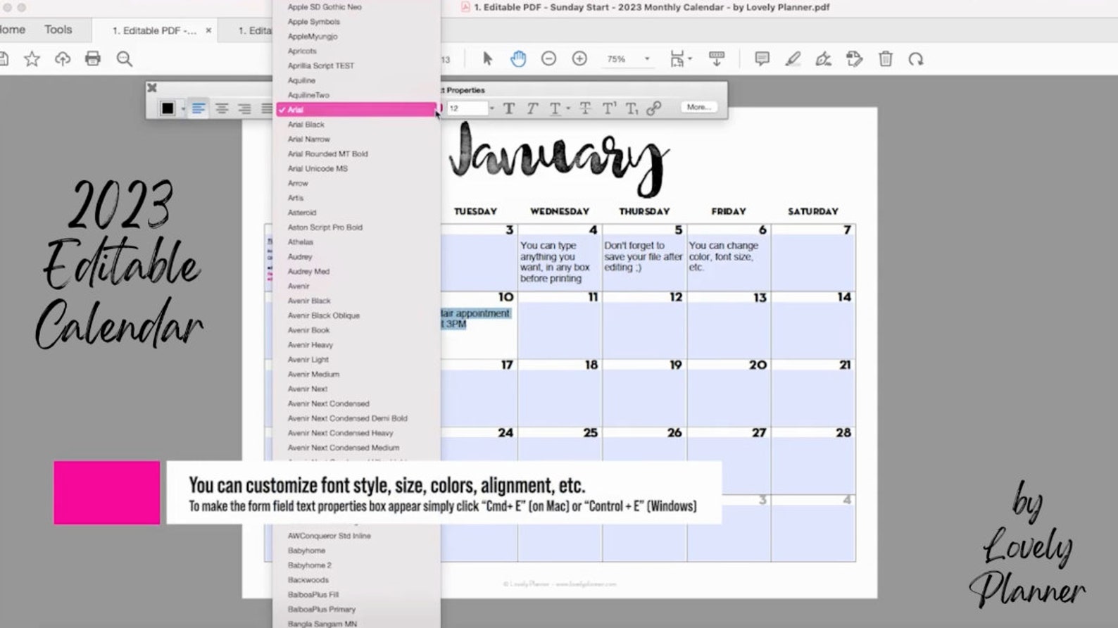 Printable EDITABLE Monthly Calendar Template for 2023 2023 - Etsy