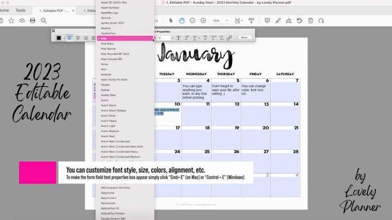 Printable EDITABLE Monthly Calendar Template for 2023 2023 - Etsy