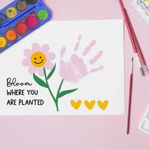 Flower Handprint Art, Spring Handprint Printable Template, Preschool ...