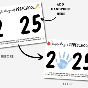 Last Day of Preschool 2025 Handprint Art, Pencil Handprint Printable ...
