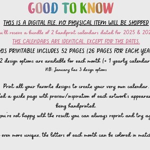 BUNDLE 2025 2026 Handprint Calendar on 2 Pages Landscape, Printable ...