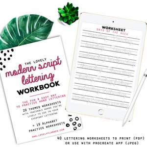 BUNDLE of 2 Lettering Workbooks With 80 Hand Lettering Practice ...