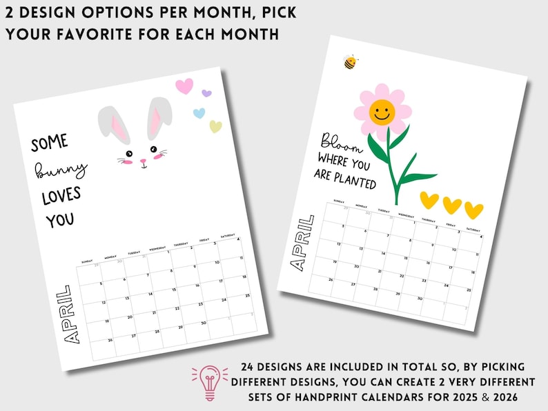 Bundle 2025 + 2026 Handprint Calendars, Printable Handprint Craft ...