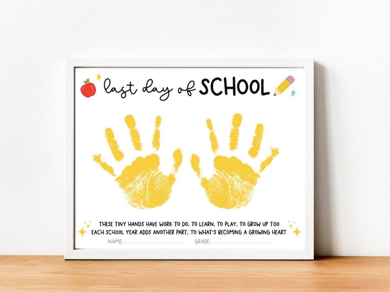 Last Day of School Handprint Art, Pencil Handprint Printable Template ...