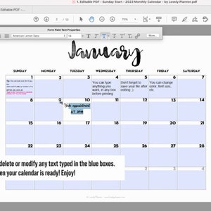 Printable EDITABLE Monthly Calendar Template for 2023 2023 - Etsy