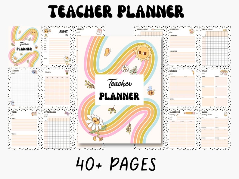 Teacher Planner Printable | Cute Teacher Binder | Teacher Plan & Record ...