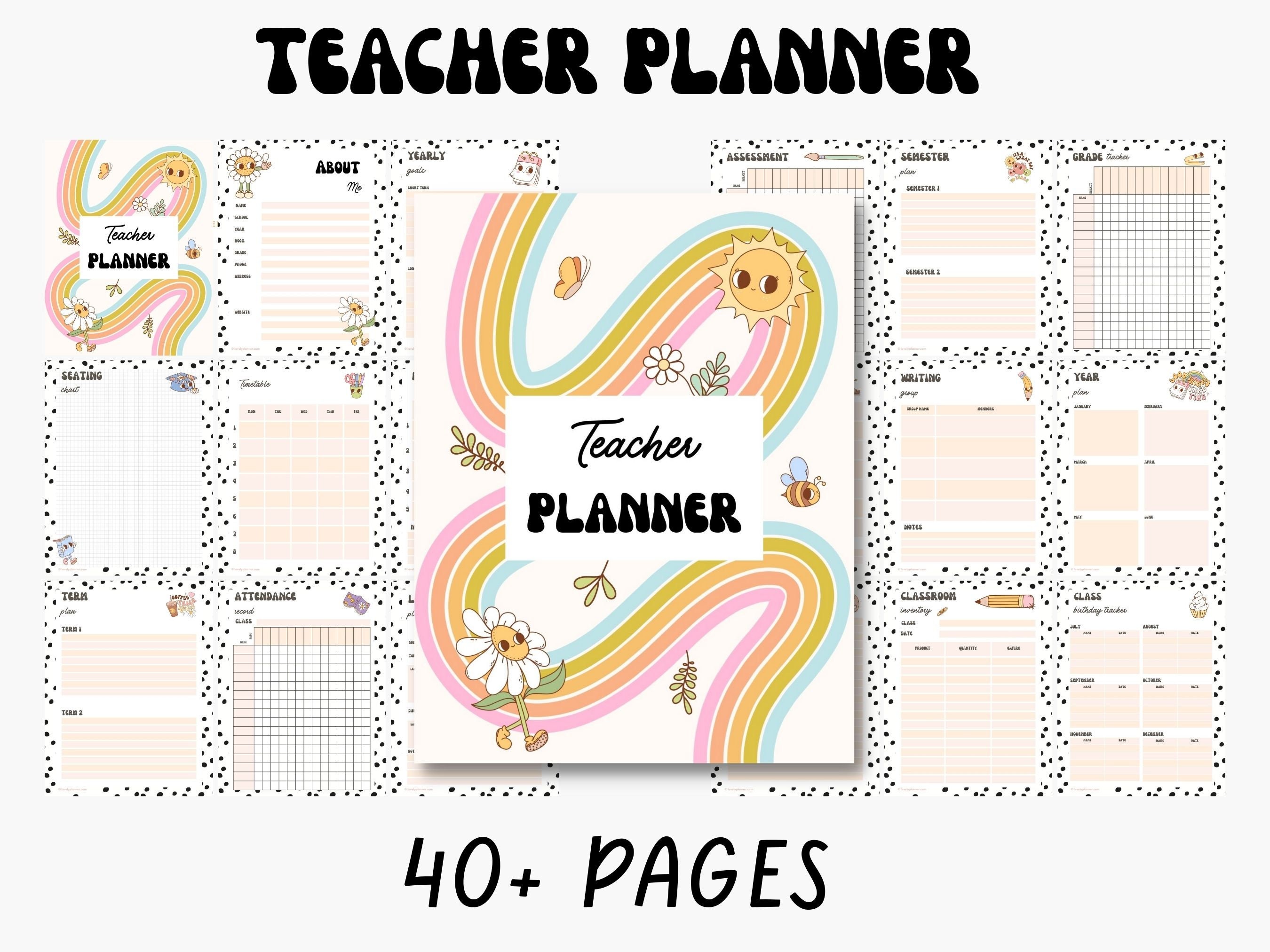 Teacher Planner Printable | Cute Teacher Binder | Teacher Plan & Record ...