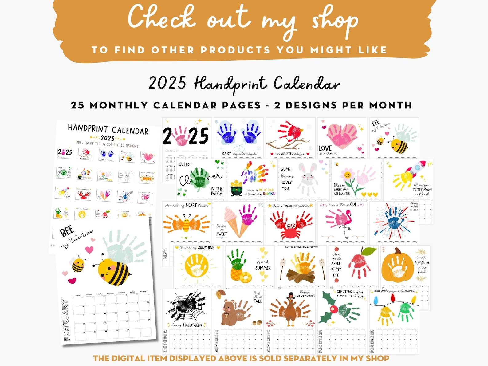 Holidays and Seasonal Handprint Art Bundle, Printable Handprint Memory ...