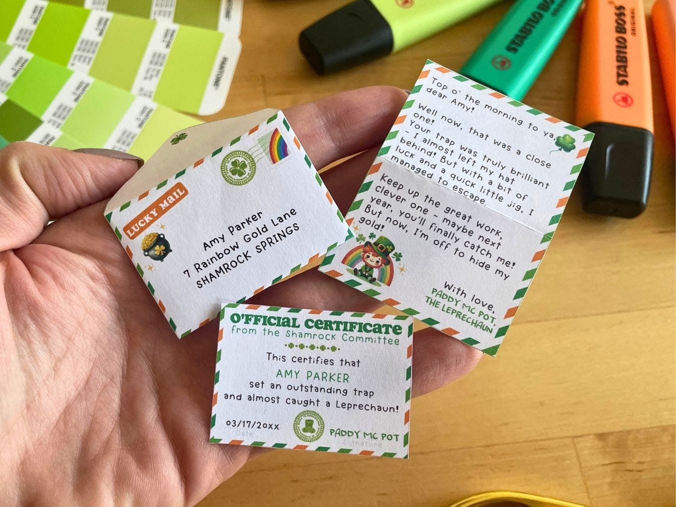 Editable Printable Mini Leprechaun Letter Envelope Certificate ...