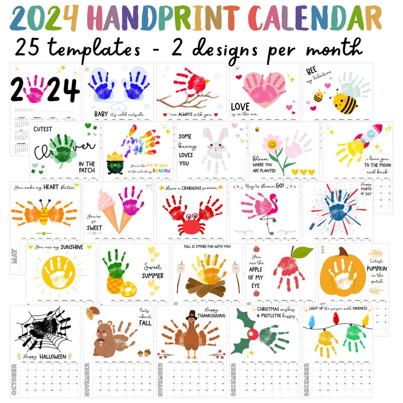 Monthly Handprint Art - Etsy