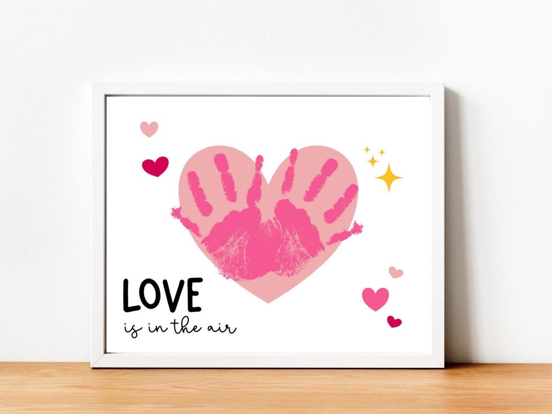 Valentine's Day Handprint Art, Heart Handprint Printable Template ...