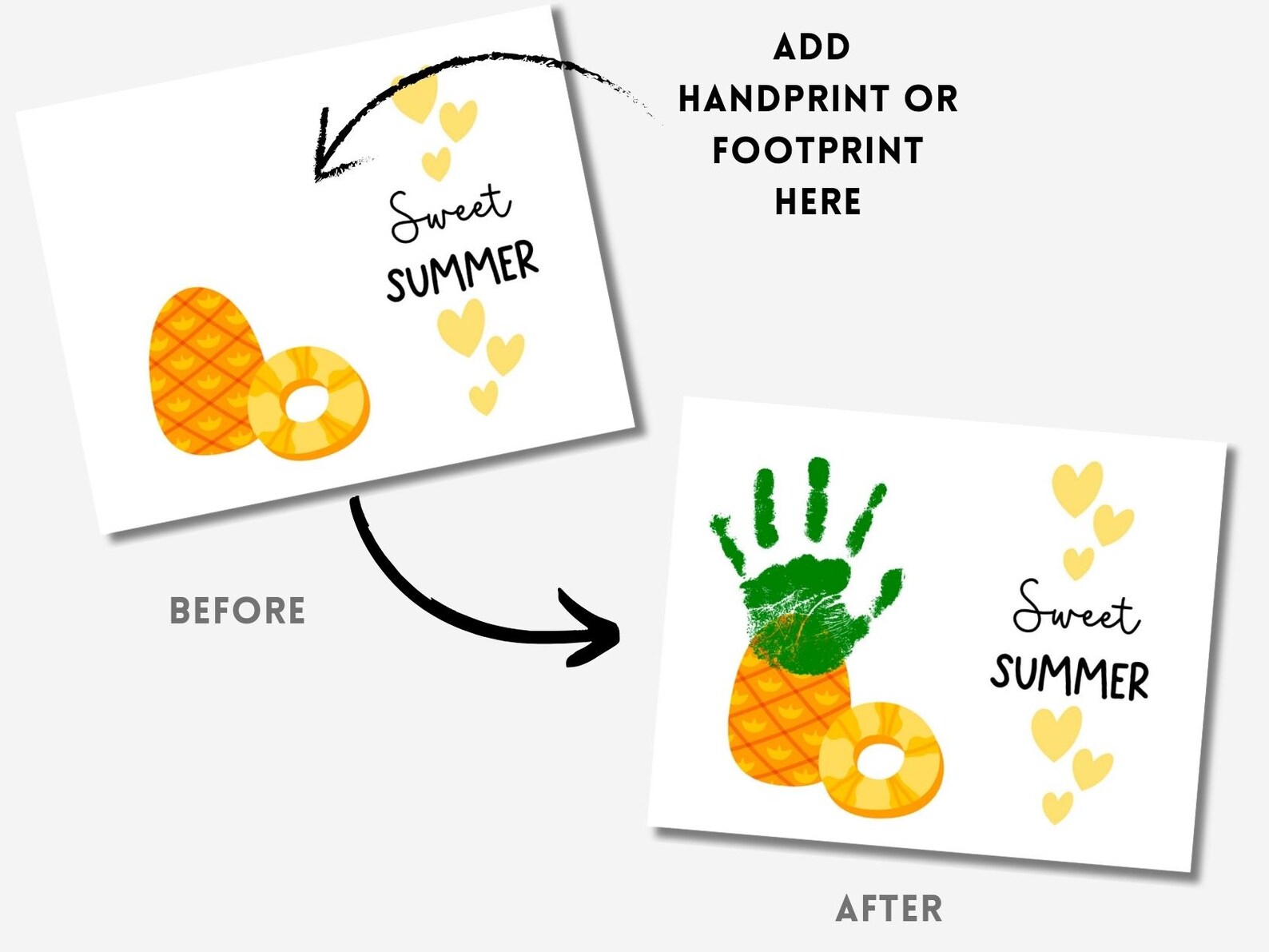 Sweet Summer Handprint Art, Pineapple Handprint Template, Preschool ...