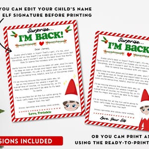 EDITABLE Elf Return Letter Printable, I'm Back Letter From Your Elf ...