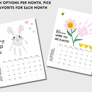 Handprint Calendar 2024, Printable Handprint Craft Bundle, Handprint ...