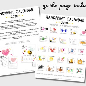 Handprint Calendar 2024, Printable Handprint Craft Bundle, Handprint ...