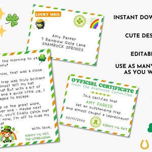 Editable Printable Mini Leprechaun Letter Envelope Certificate ...