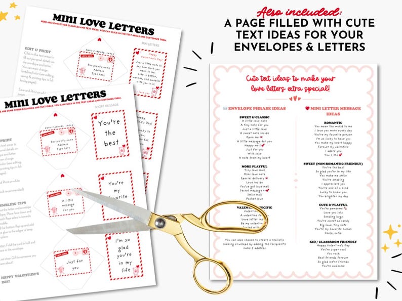 Editable Printable Mini Valentine's Day Note With Envelope ...