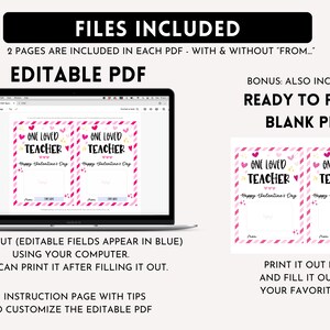 Printable Teacher Valentine Gift Card Holder, One Loved Teacher ...