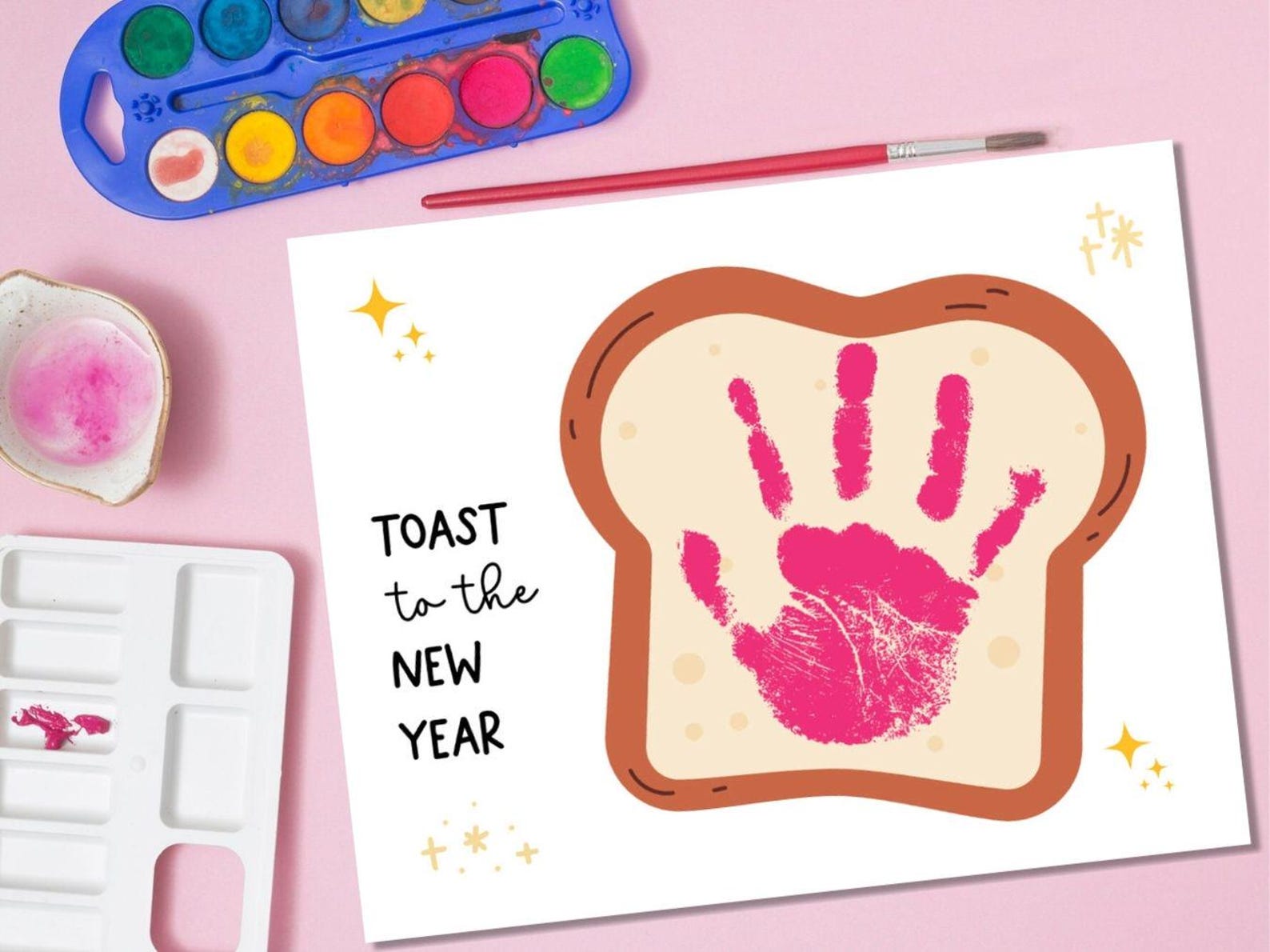 New Year Handprint Art, Toast Handprint Printable Template, Preschool ...