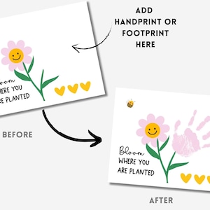 Flower Handprint Art, Spring Handprint Printable Template, Preschool ...