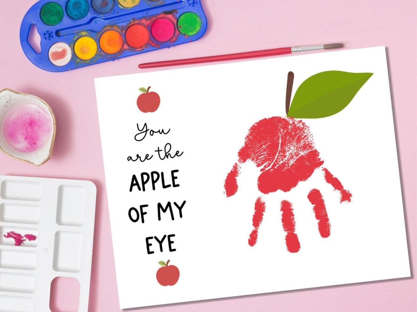 Fall Handprint Art, Apple Handprint Printable Template, Preschool ...