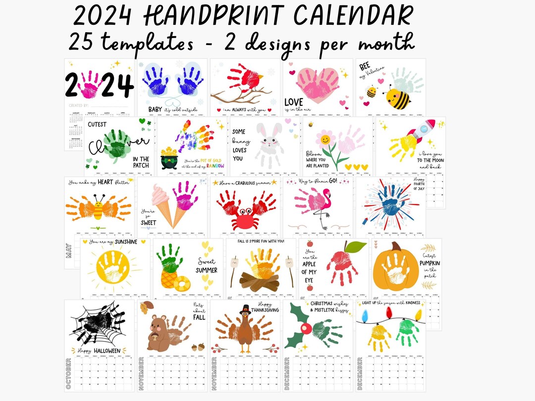 Handprint Calendar 2024, Printable Handprint Craft Bundle, Handprint ...