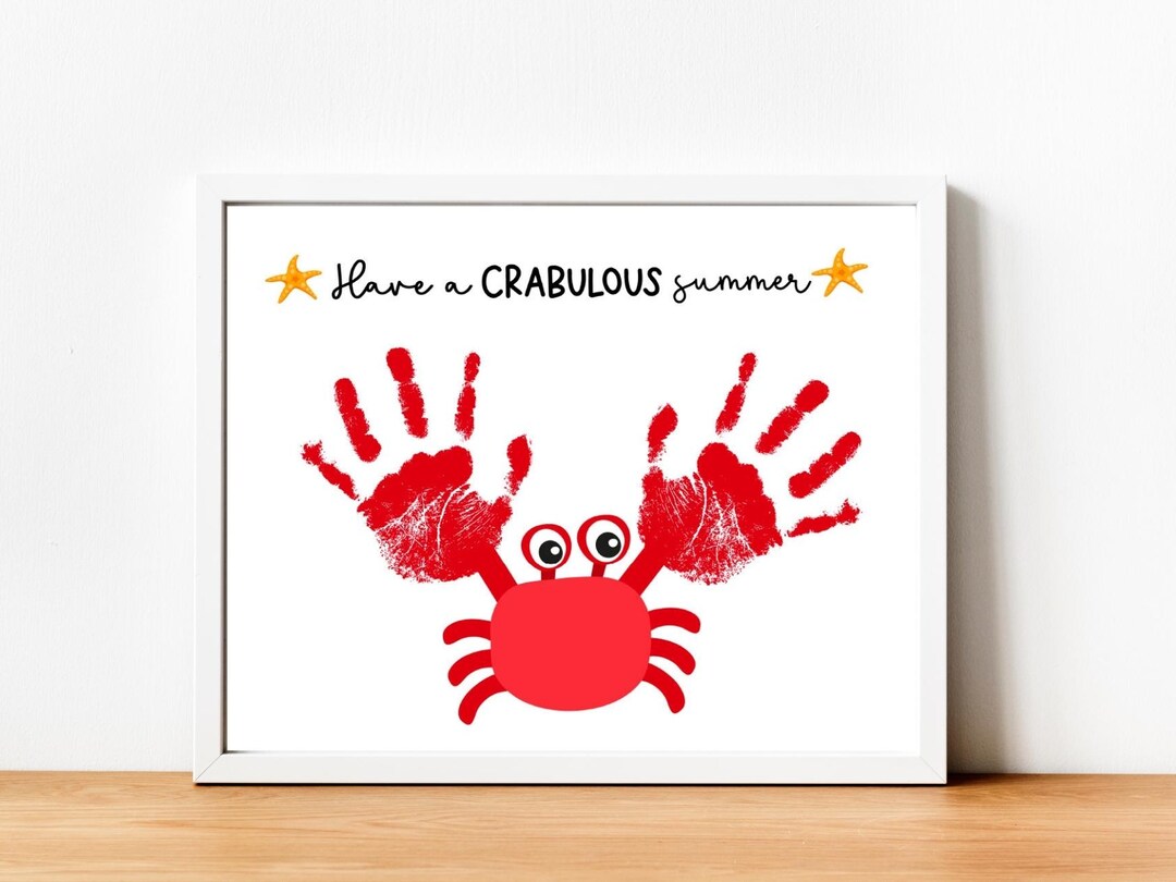 Summer Handprint Art, Crab Handprint Printable Template, Preschool ...