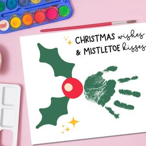 Christmas Handprint Printable Template, Mistletoe Holidays Handprint ...