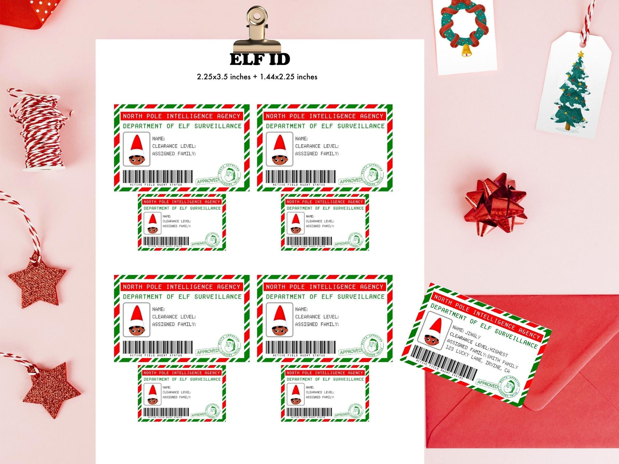 EDITABLE Elf ID Card Printable Brown Skin Elf ID Badge, Christmas Elf ...