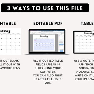 Printable EDITABLE Monthly Calendar Template for 2023 2023 - Etsy