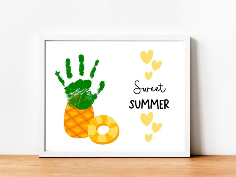 Sweet Summer Handprint Art, Pineapple Handprint Template, Preschool ...